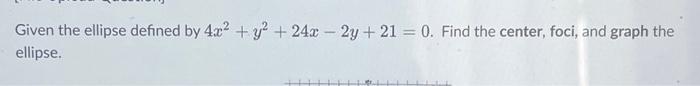 Solved Given the ellipse defined by 4x2+y2+24x−2y+21=0. Find | Chegg.com