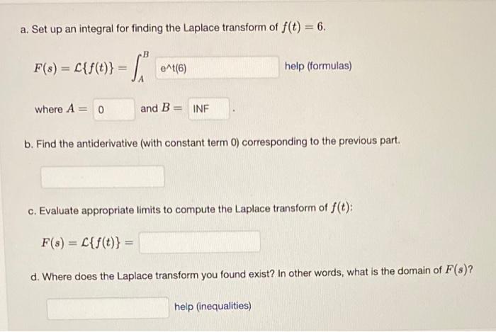 Solved a. Set up an integral for finding the Laplace | Chegg.com