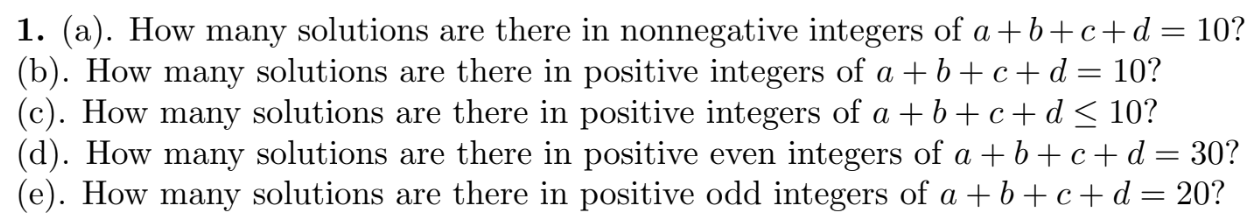 Solved (a). ﻿How many solutions are there in nonnegative | Chegg.com