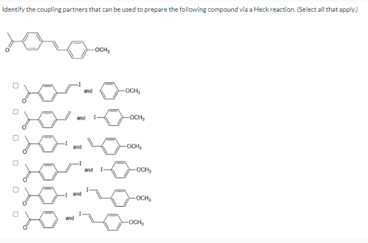 Solved Identify the coupling partners that can be used to | Chegg.com