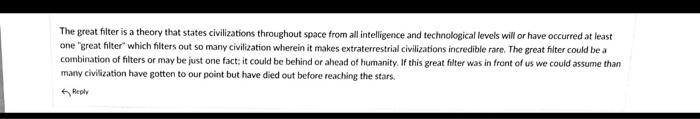 Solved The great filter is a theory that states | Chegg.com