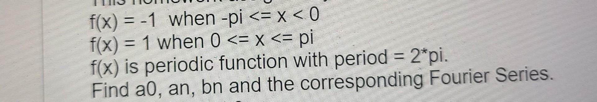 Solved f(x)=−1 when −pi