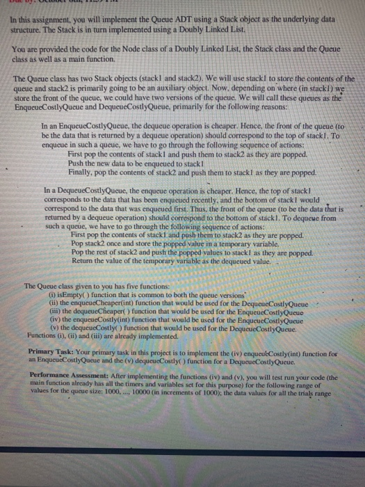 Solved In this assignment, you will implement the Queue ADT | Chegg.com