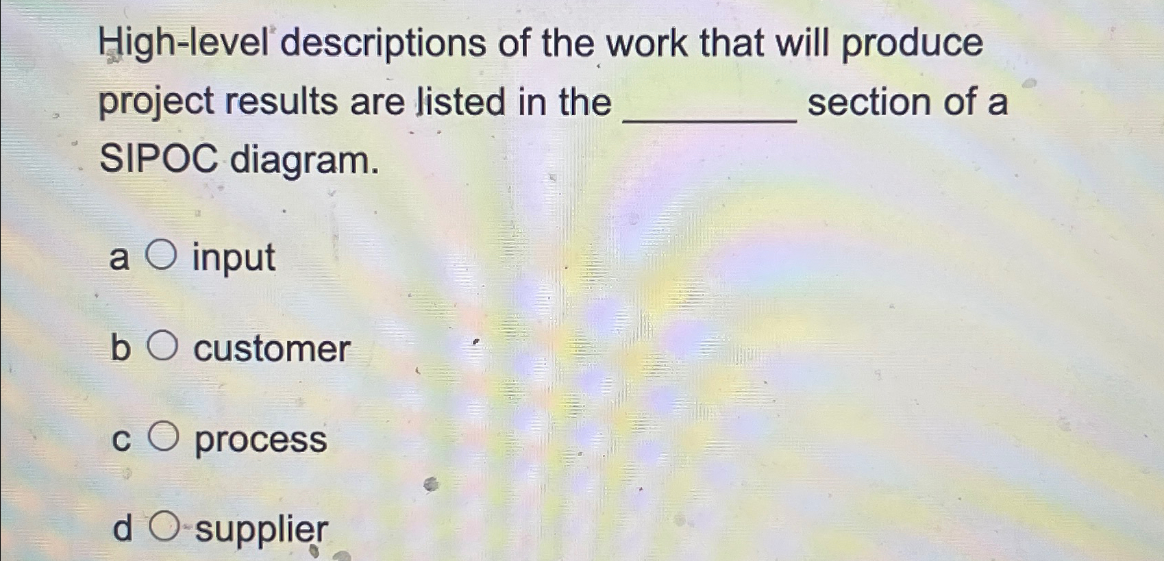 Solved High-level descriptions of the work that will produce | Chegg.com