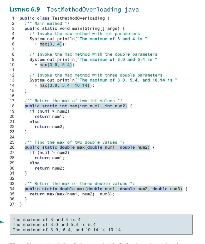 Solved Method Overloading Examples From your textbook, Chap | Chegg.com