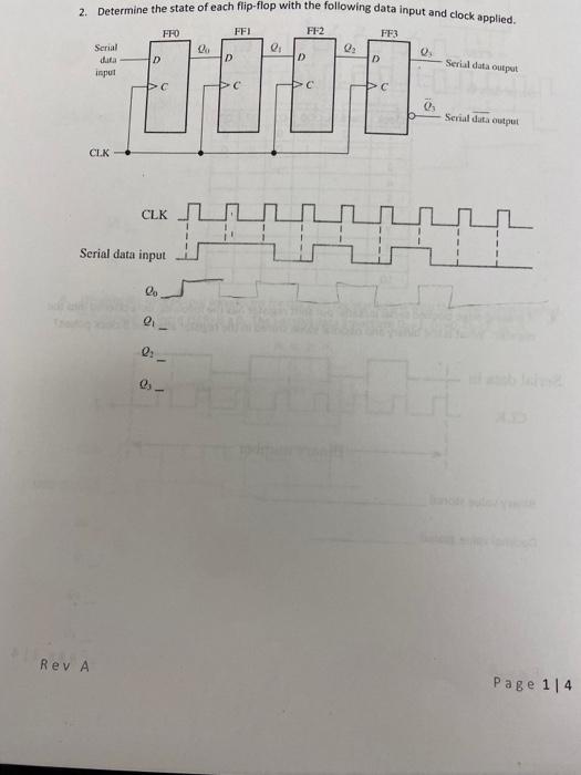Solved 2. Determine the state of each flip-flop with the | Chegg.com