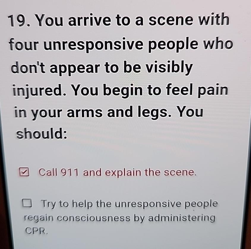 Solved You arrive to a scene with four unresponsive people | Chegg.com
