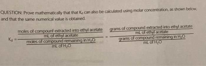 Solved how to calculate kd using molar mass concentration. i | Chegg.com