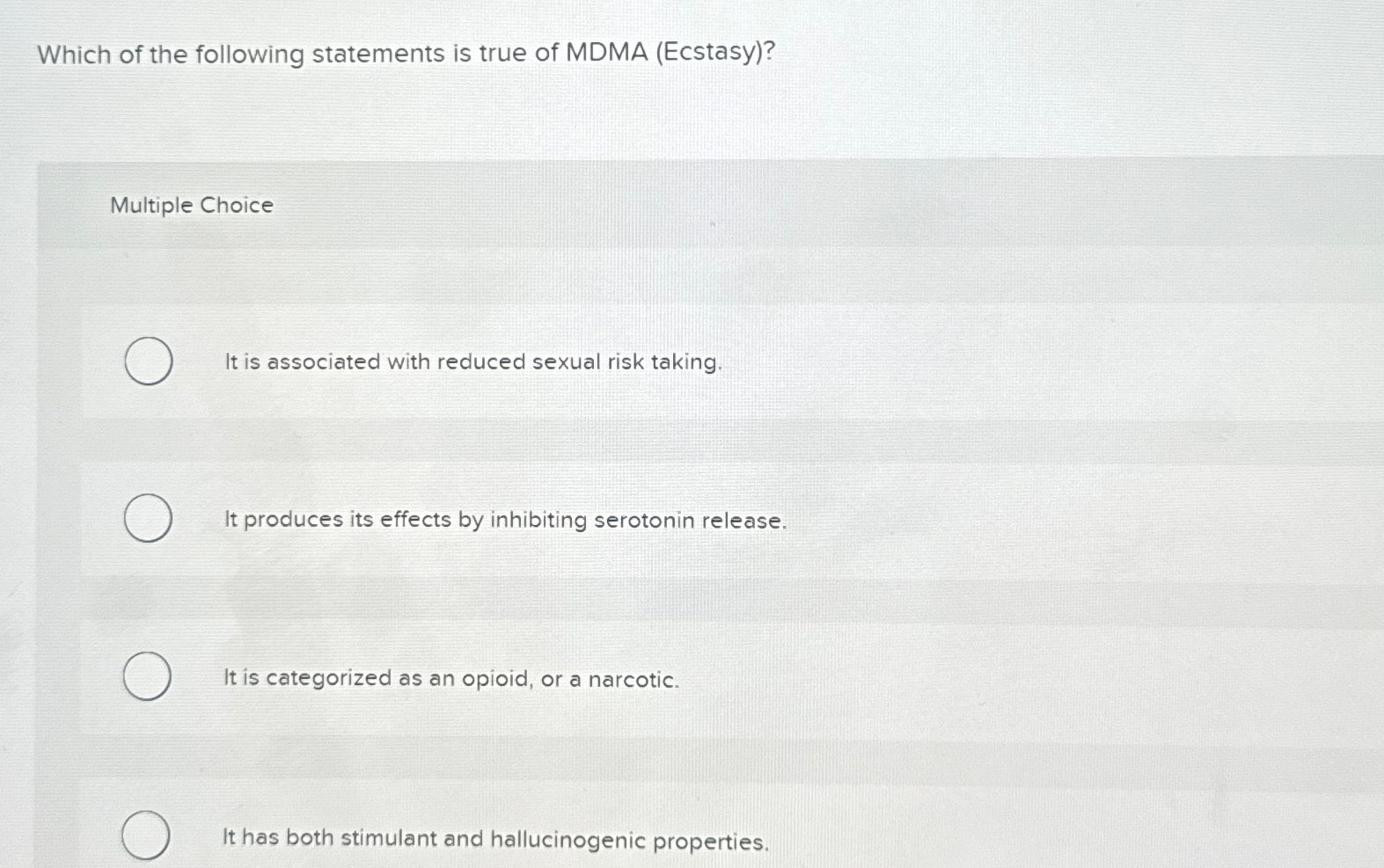 Solved Which of the following statements is true of MDMA | Chegg.com
