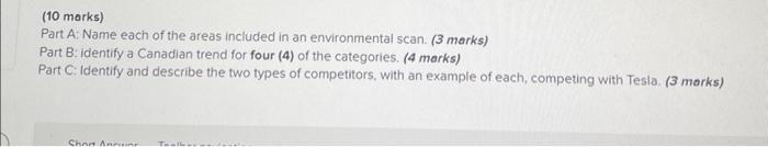 Solved (10 marks) Part A: Name each of the areas included in | Chegg.com