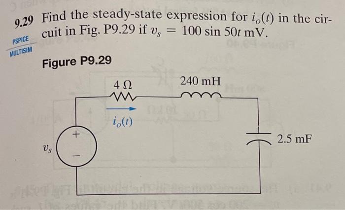 Solved 29 Find the steady-state expression for io(t) in the | Chegg.com