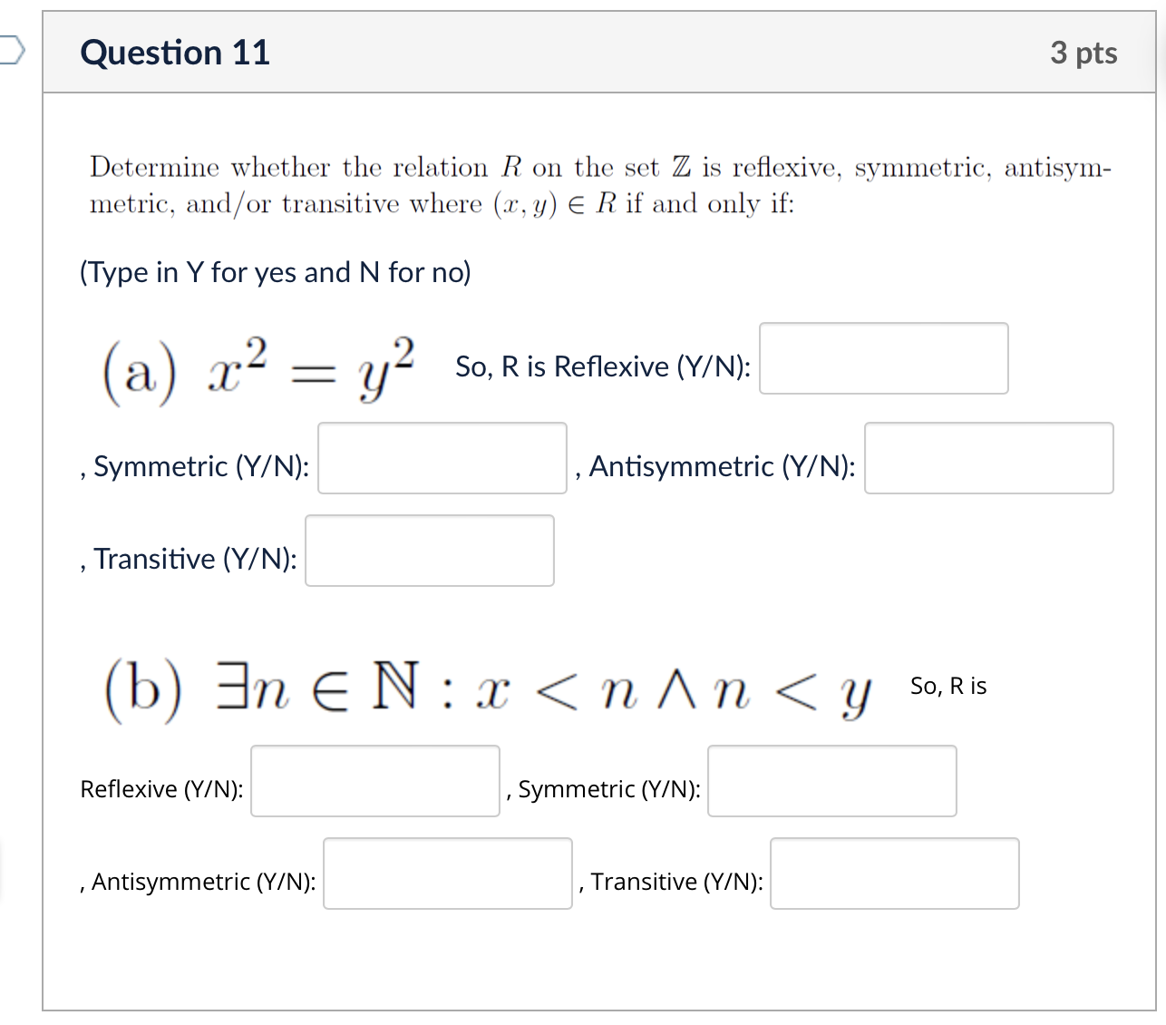 Solved Question 11Determine whether the relation R ﻿on the | Chegg.com