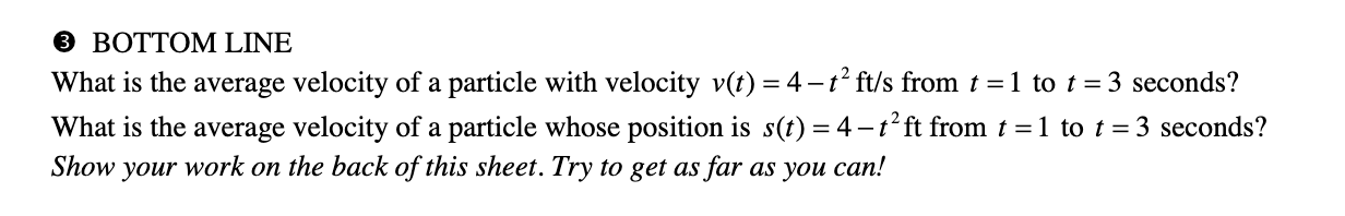 Solved 3 bottom Linewhat Is The Average Velocity Of A