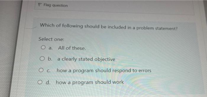 Solved Which of following should be included in a problem | Chegg.com
