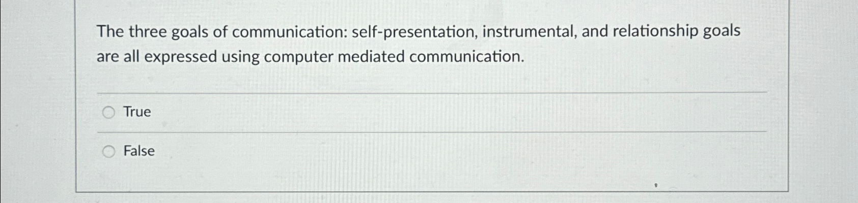 Solved The three goals of communication: self-presentation, | Chegg.com