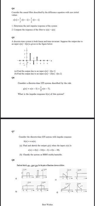 Solved Q4 Consider the caesal filter descrited by the | Chegg.com