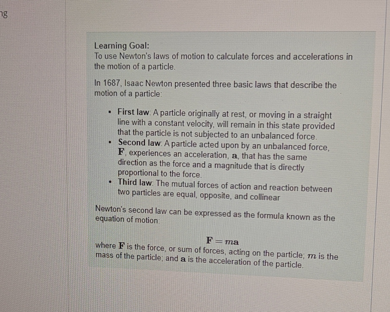 Solved Learning Goal:To use Newton's laws of motion to | Chegg.com