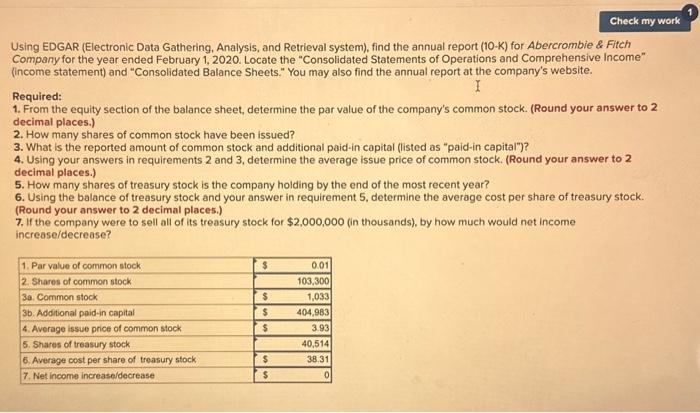 Solved Using EDGAR (Electronic Data Gathering, Analysis, and | Chegg.com