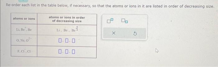 Solved Re-order each list in the table below, if necessary, | Chegg.com