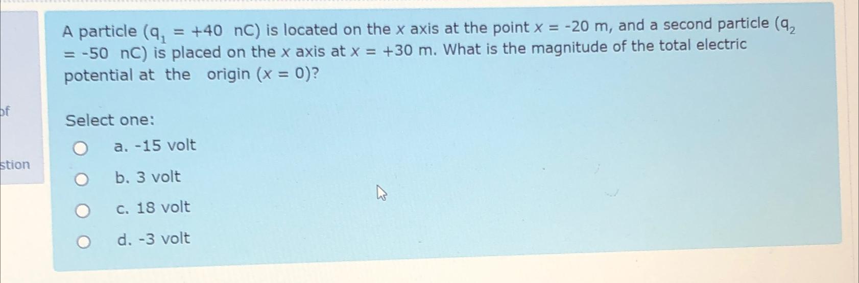 Solved A particle )=(+40nC ﻿is located on the x ﻿axis at the | Chegg.com