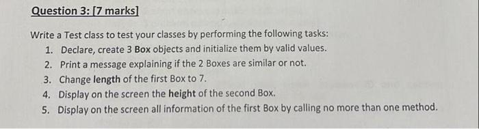 Write a Test class to test your classes by performing | Chegg.com