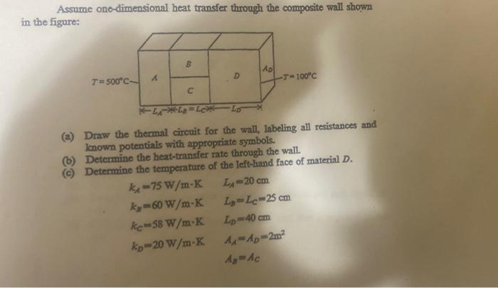 Solved Assume one-dimensional heat transfer through the | Chegg.com