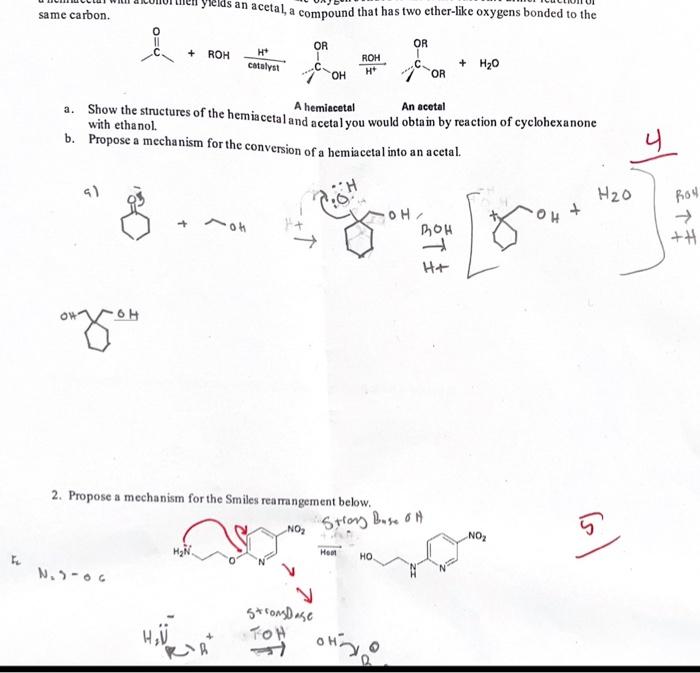 Solved a. Show the structures of the hemiacetal and acetal | Chegg.com