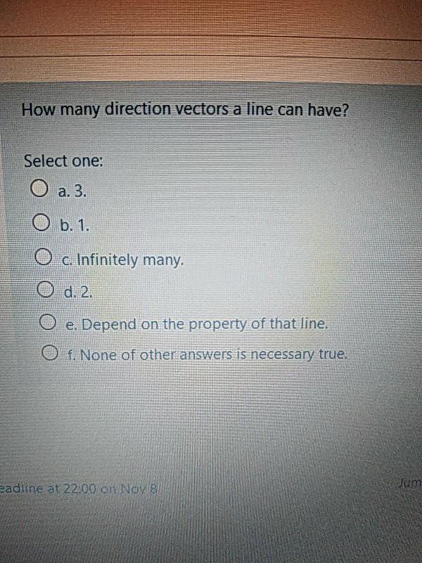 Solved How many direction vectors a line can have? Select | Chegg.com
