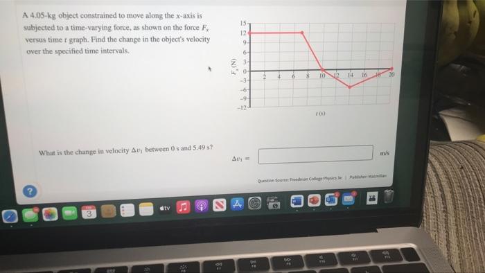 Solved A 4.05-kg object constrained to move along the x-axis | Chegg.com