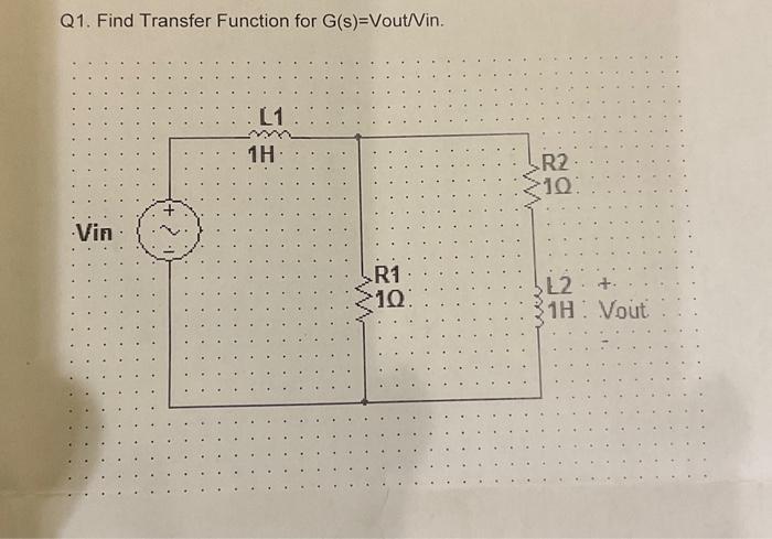 Solved Q1. Find Transfer Function for G(s)=Vout/Vin. Vin + | Chegg.com