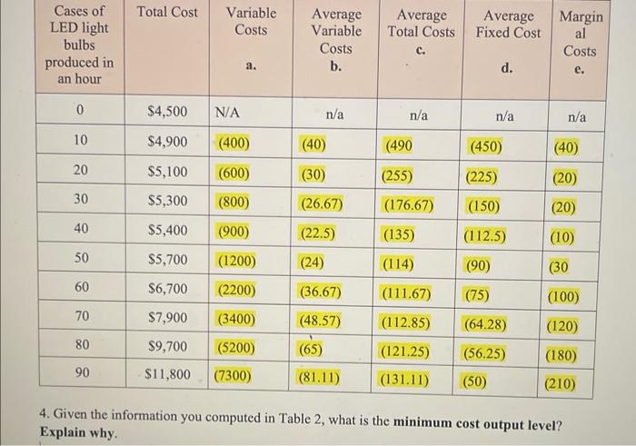 4. Given the information you computed in Table 2 , | Chegg.com
