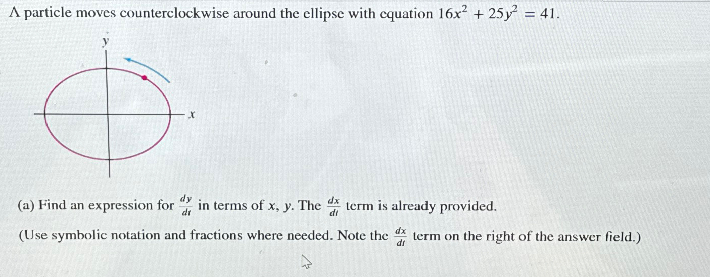 A particle moves counterclockwise around the ellipse | Chegg.com