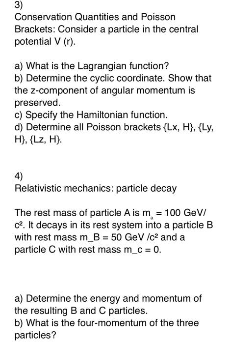 Solved 3) Conservation Quantities and Poisson Brackets: | Chegg.com
