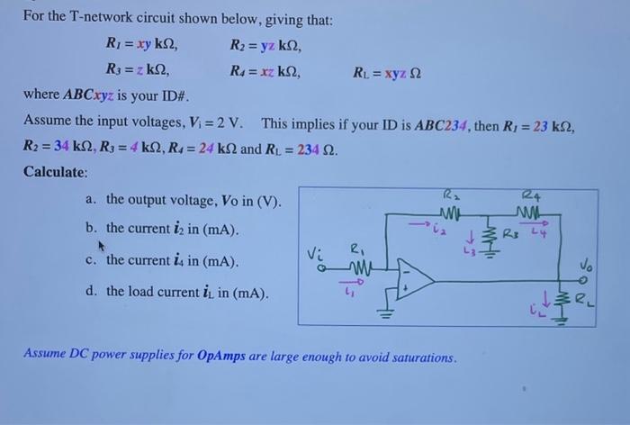 Solved For the T-network circuit shown below, giving that: | Chegg.com