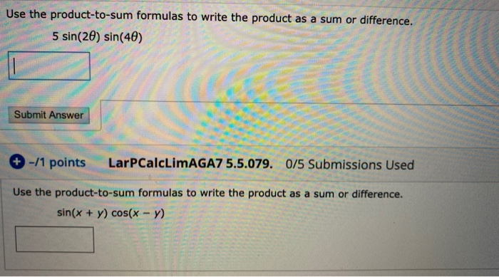 Solved Use the product-to-sum formulas to write the product | Chegg.com