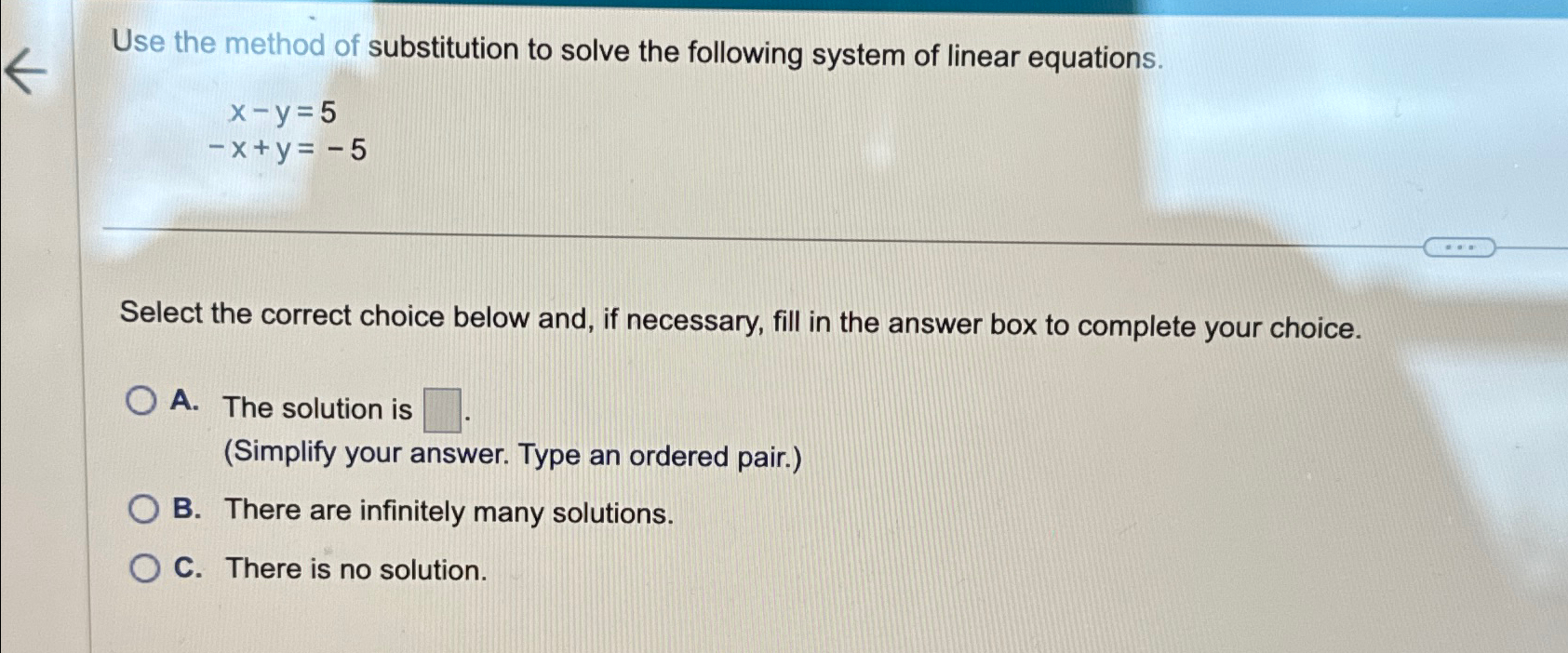 Solved Use the method of substitution to solve the following | Chegg.com