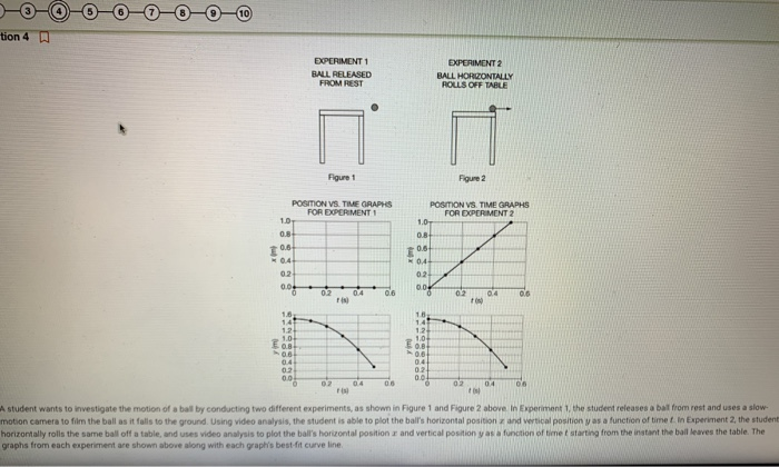 Solved tion 4 m EXPERIMENT 1 BALL RELEASED EXPERIMENT 2 BALL | Chegg.com