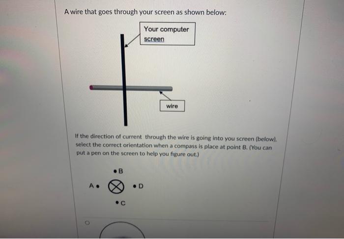 Solved A wire that goes through your screen as shown below: | Chegg.com