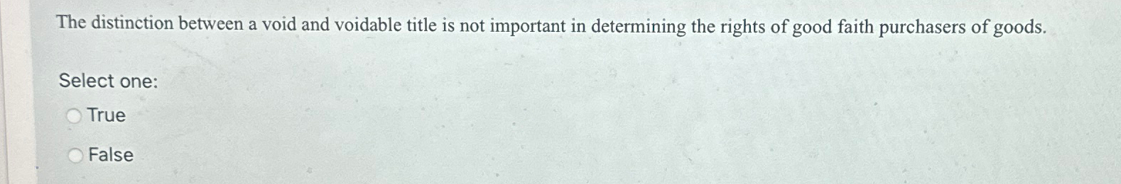 Solved The distinction between a void and voidable title is | Chegg.com