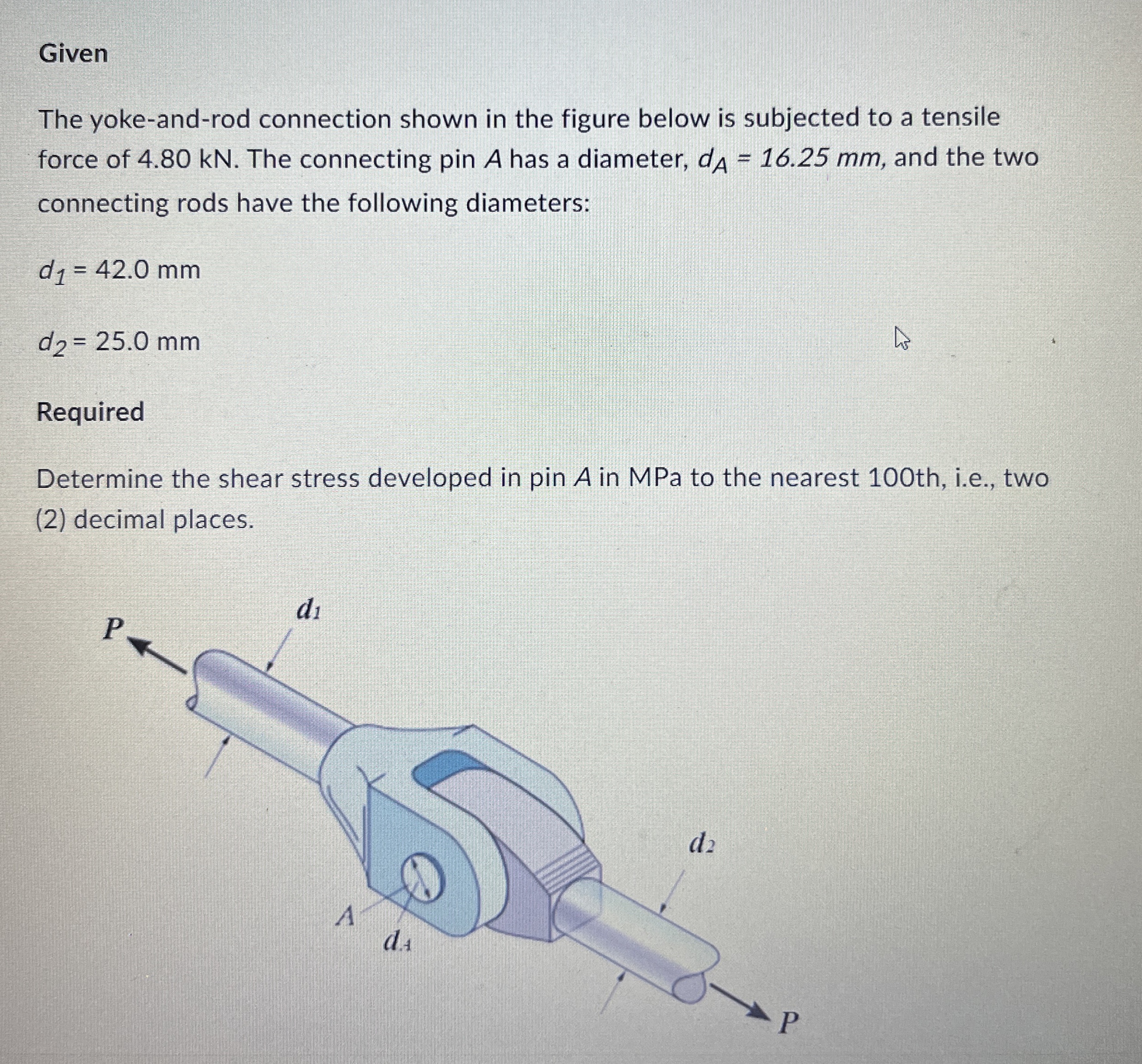 Solved GivenThe yoke-and-rod connection shown in the figure | Chegg.com