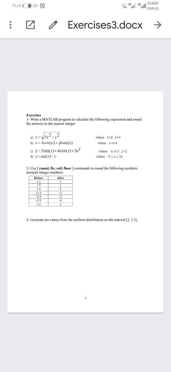 Solved 1:10%. KOREK ZAIN IQ : Exercises3.docx Exercises 1- | Chegg.com