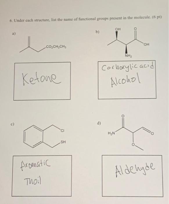 Solved have i determined the correct functional groups?Under | Chegg.com