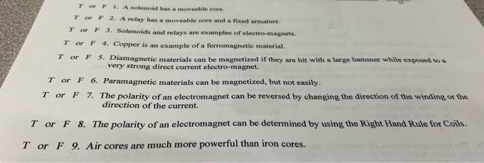 Solved Tor F1. A solenoid has a moveable core Tor F2. A | Chegg.com
