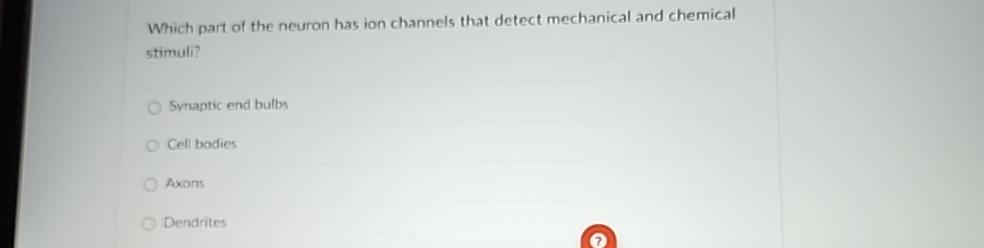 Solved Which part of the neuron has ion channels that detect | Chegg.com