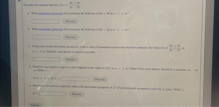 Solved Consider the rational function f(x) = a. What | Chegg.com