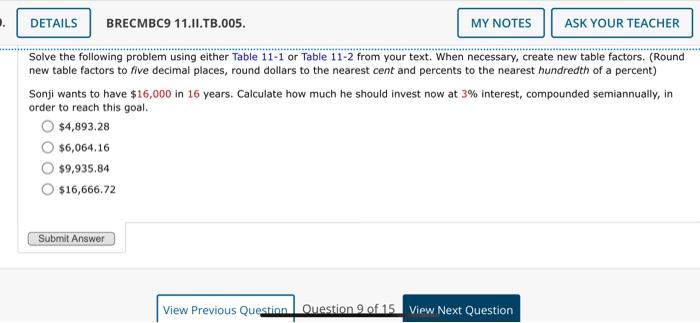 Solved Solve the following problem using either Table 11-1 | Chegg.com