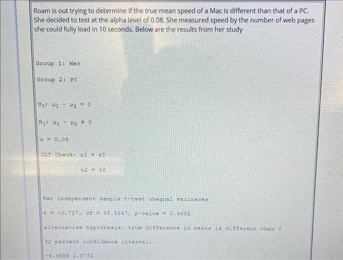 Solved Penny is wanting to see if the true mean amount of | Chegg.com