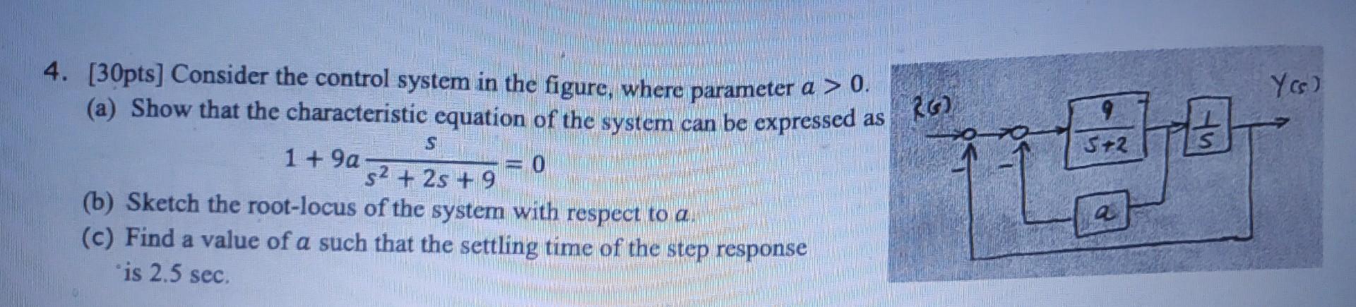 Solved 4. [30pts] Consider the control system in the figure, | Chegg.com