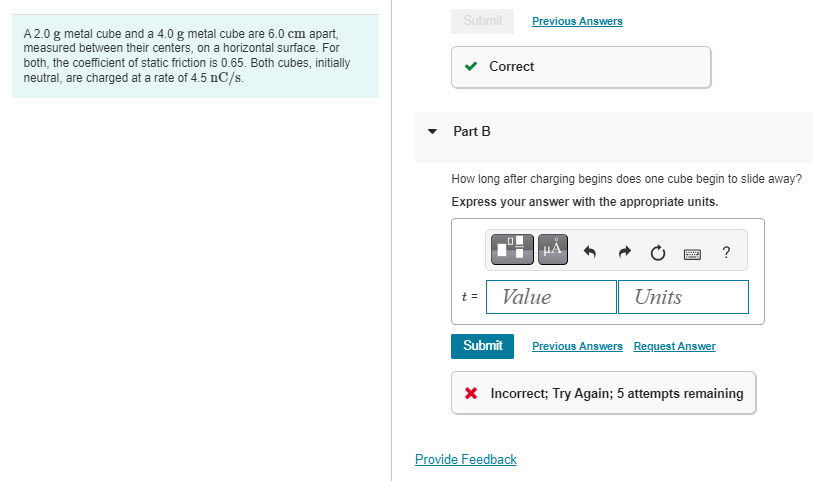 Solved A 2.0g ﻿metal cube and a 4.0g ﻿metal cube are 6.0cm | Chegg.com