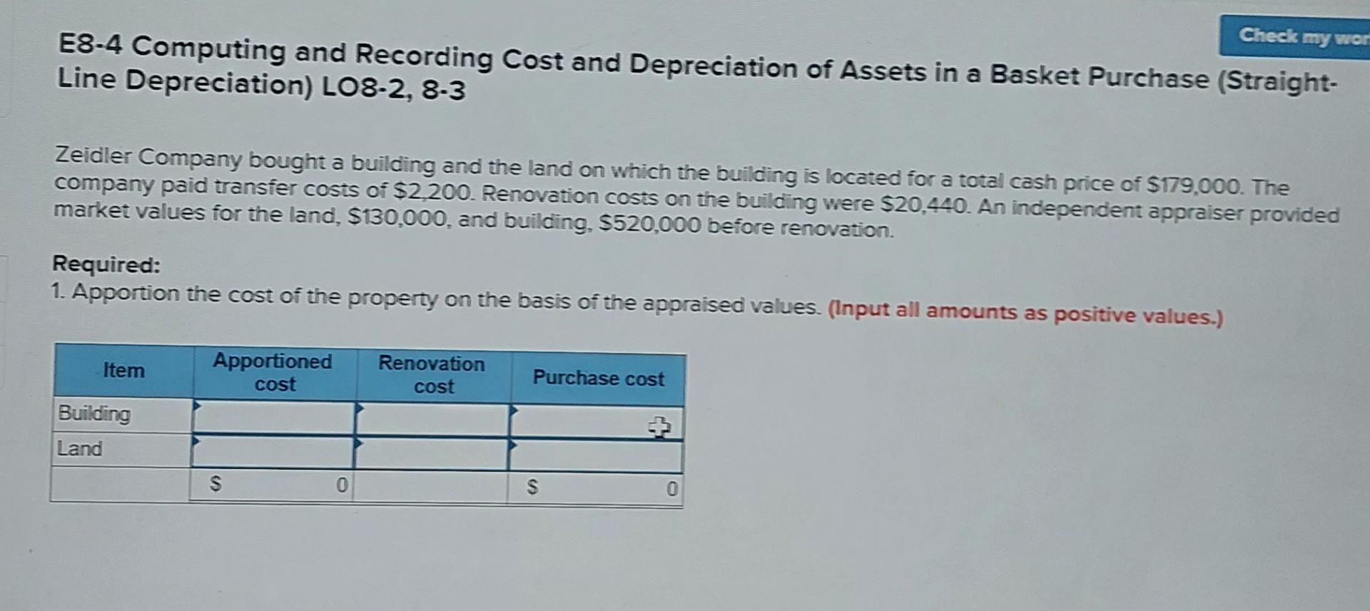 Solved E8-4 Computing and Recording Cost and Depreciation of | Chegg.com